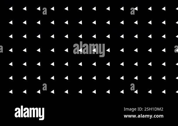 White triangle shapes rotating dynamic pattern animation on black ...