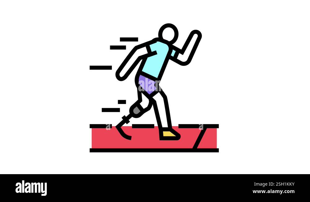 running runner handicapped athlete color icon animation Stock Video ...