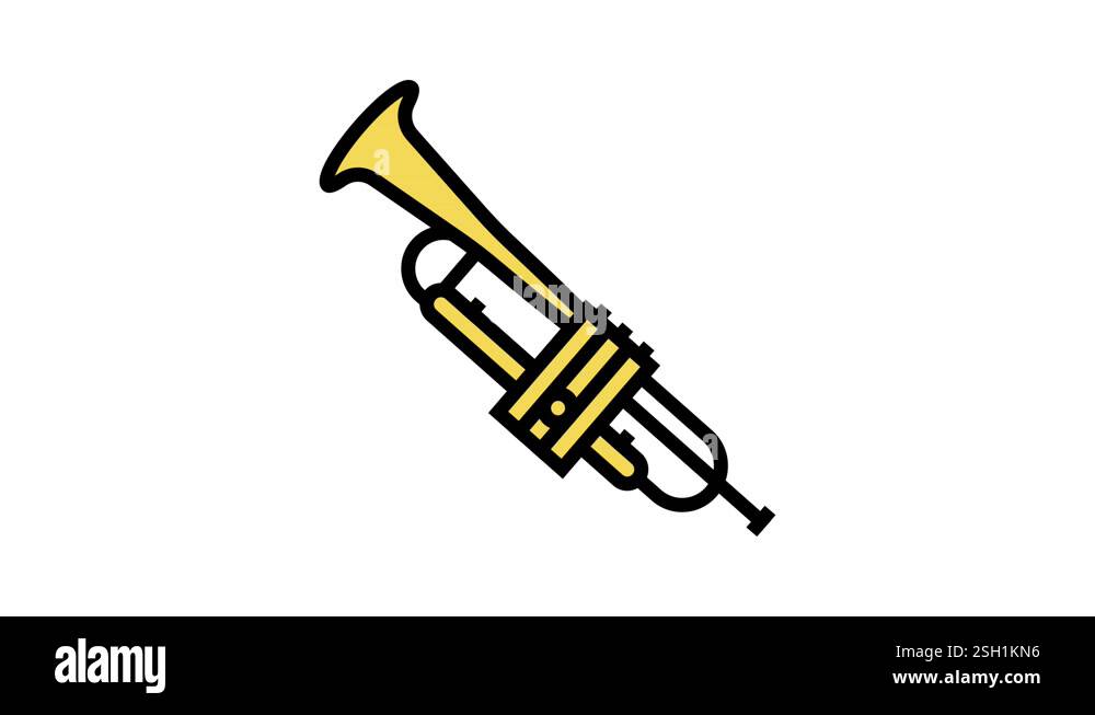 trumpet wind musician instrument color icon animation Stock Video ...