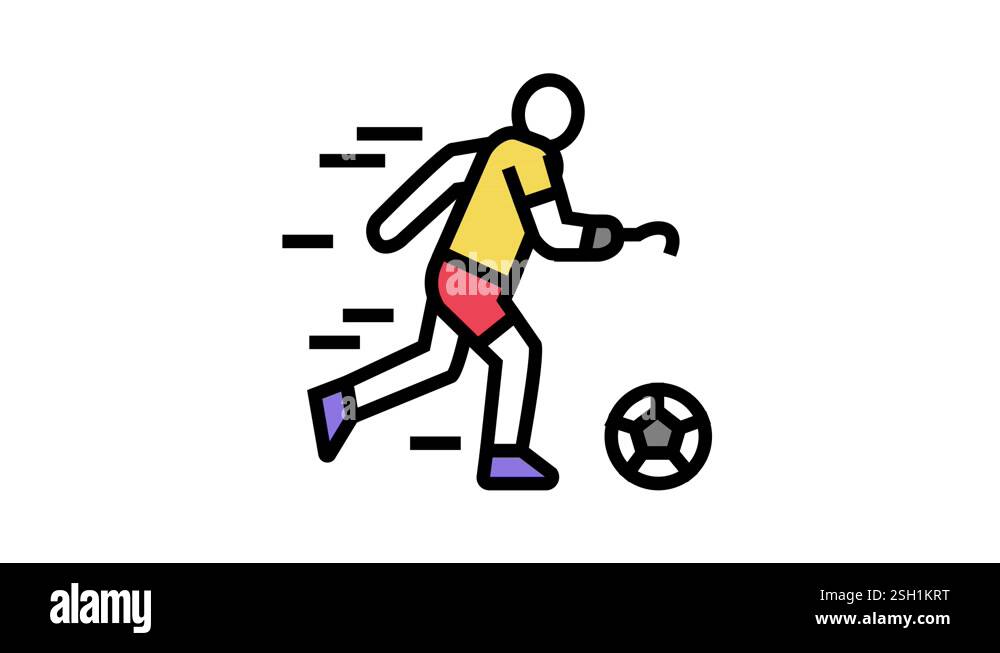soccer football playing handicapped athlete color icon animation Stock ...