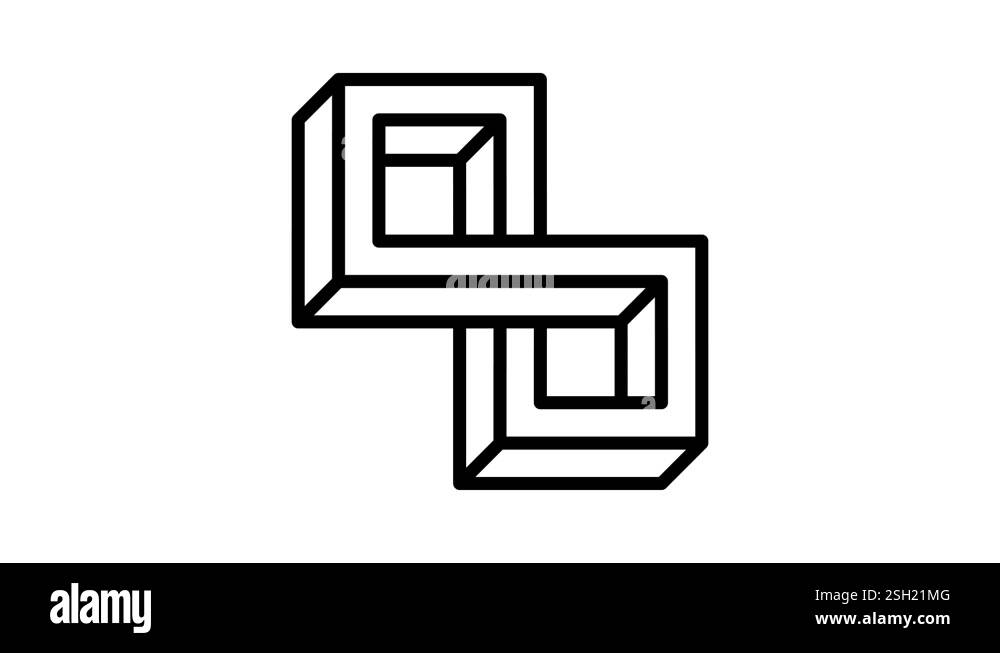 optical impossible geometric shape line icon animation Stock Video ...