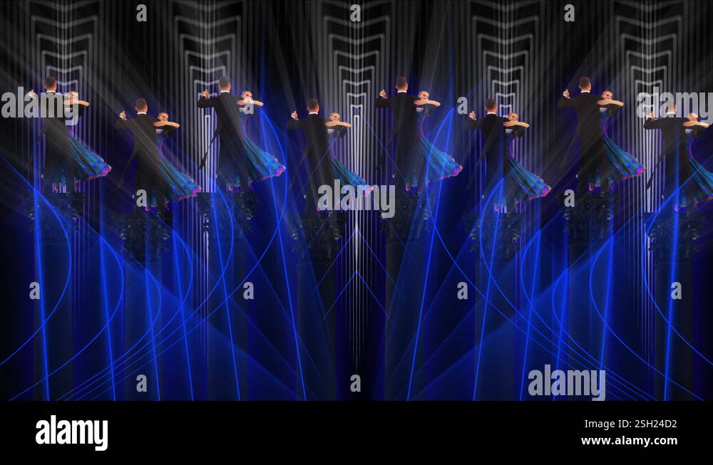 Vienna Waltz Valse dancing man and woman spinning in Blue ICE Abstract ...