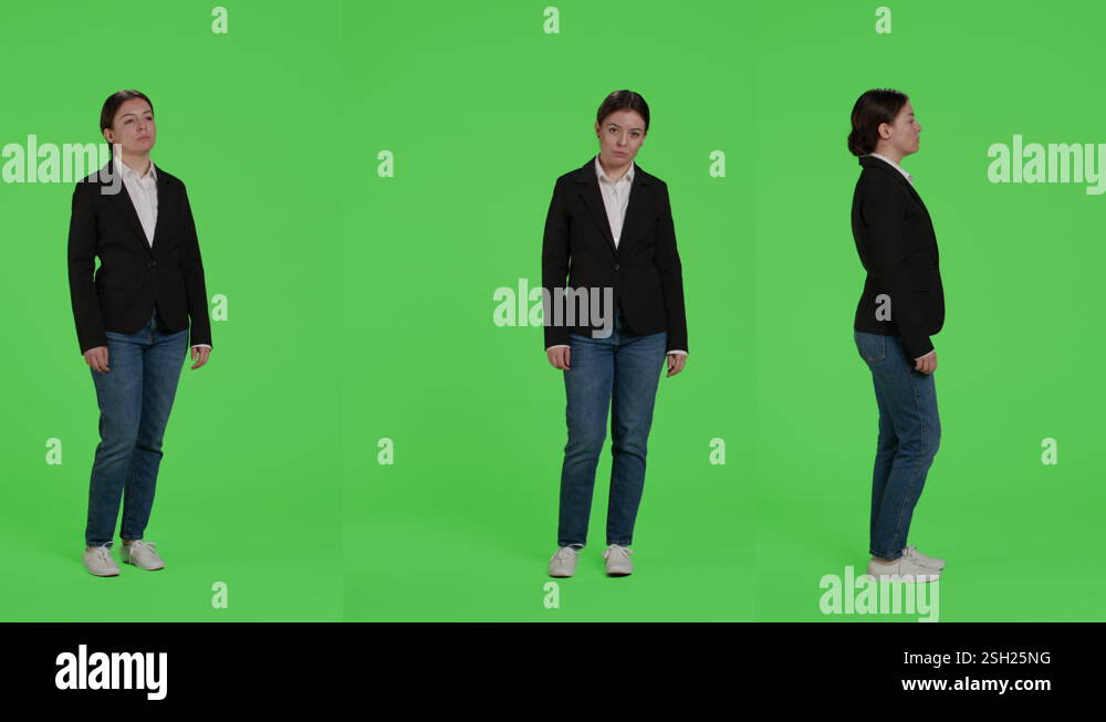 Full body green screen backdrop of business woman Stock Video Footage ...