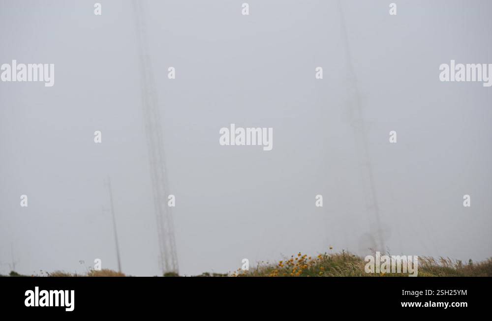 Communication,broadcast and cell towers on mountain top extreme weather ...