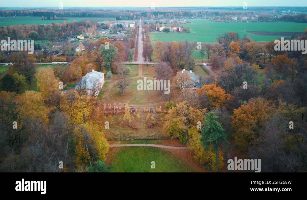 Eleja Manor Park and Tea House in Autumn. The Manor Complex Was ...
