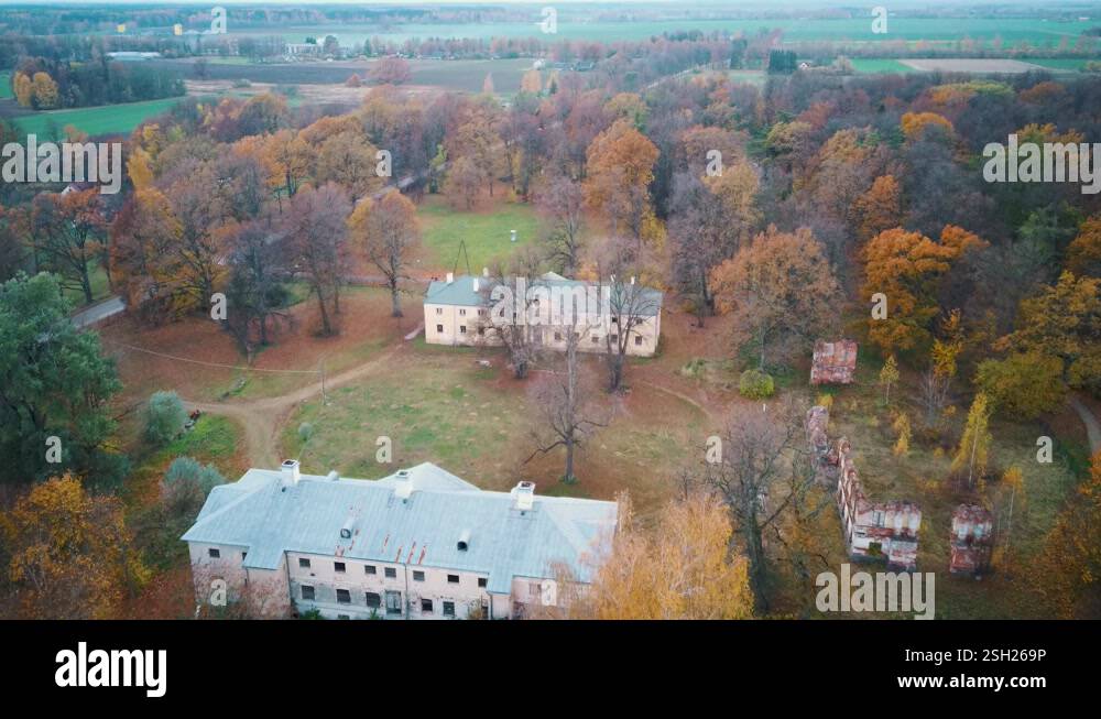 Eleja Manor Park and Tea House in Autumn. The Manor Complex Was ...