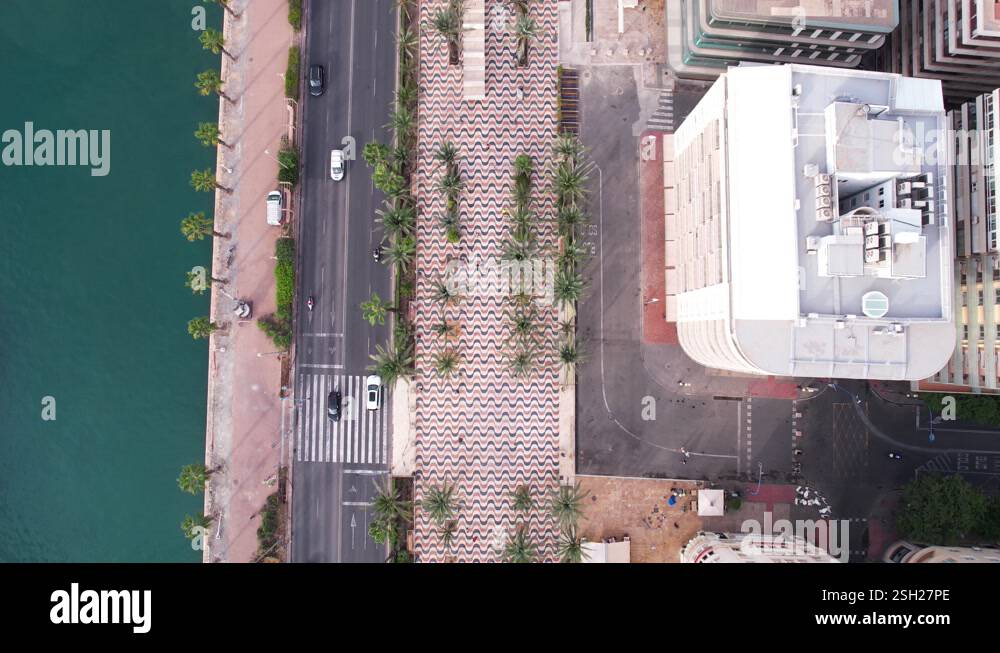 Esplanade Promenade. Alicante, Spain. Birds Eye Aerial View of Famous ...