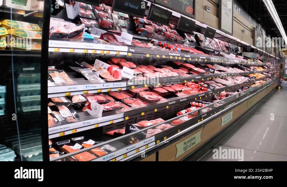 Walmart grocery store interior eggs and meat sections and prices Stock ...
