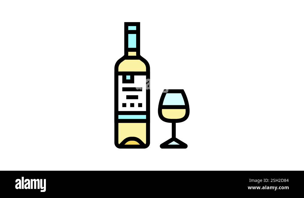 pinot grigio white wine color icon animation Stock Video Footage - Alamy