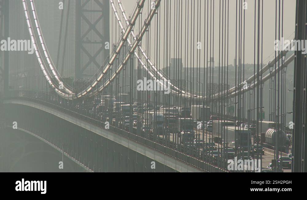 George Washington Bridge Morning Rush Hour Traffic 3 Stock Video ...