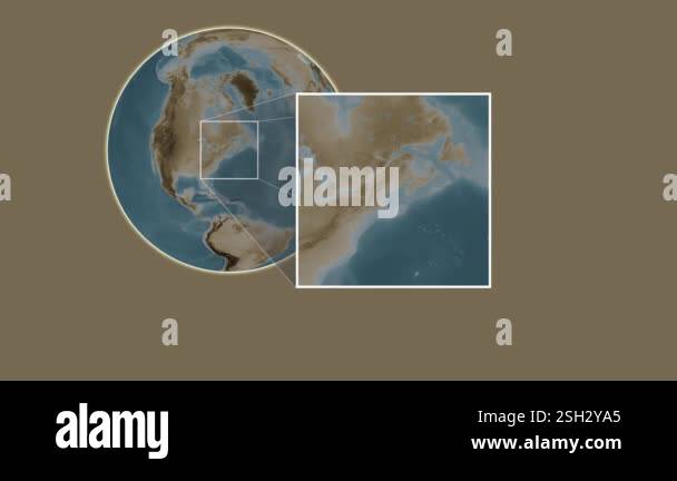 Isle Au Haut Island. Presentation of the location on a sepia colored ...