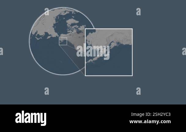 Afognak Island. Presentation of the location on a steel colored ...