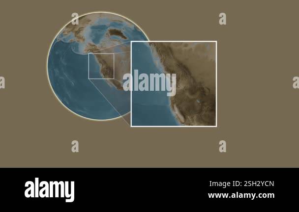 Anderson Island. Presentation of the location on a sepia colored ...