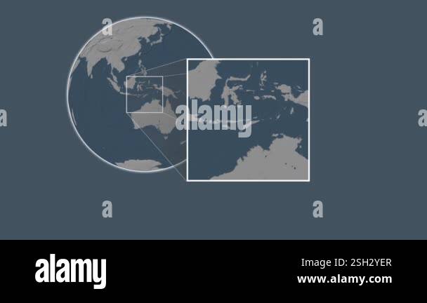 Pulau Alor Island. Presentation of the location on a steel colored ...