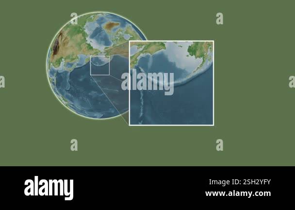 Adak Island. Presentation of the location on a colored elevation map ...