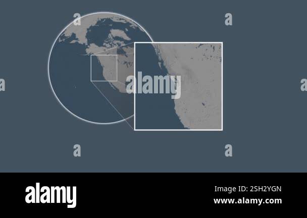 Anderson Island. Presentation of the location on a steel colored ...