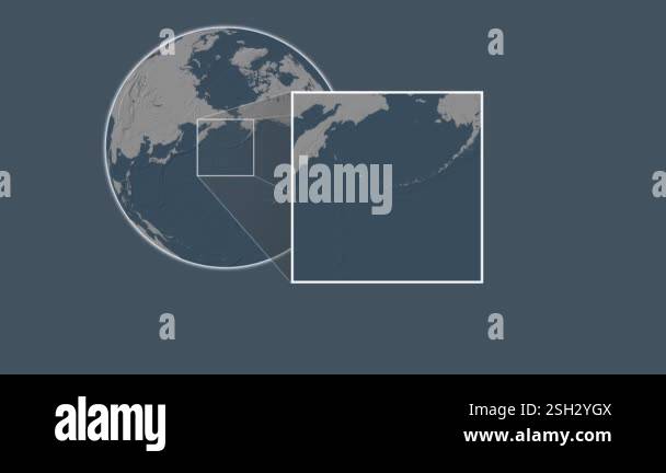 Amchitka Island. Presentation of the location on a steel colored ...
