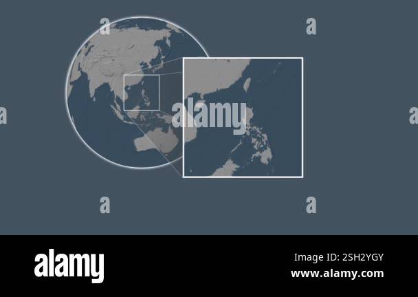 Anda Island. Presentation of the location on a steel colored elevation ...