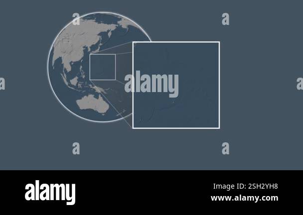 Agrihan Island. Presentation of the location on a steel colored ...