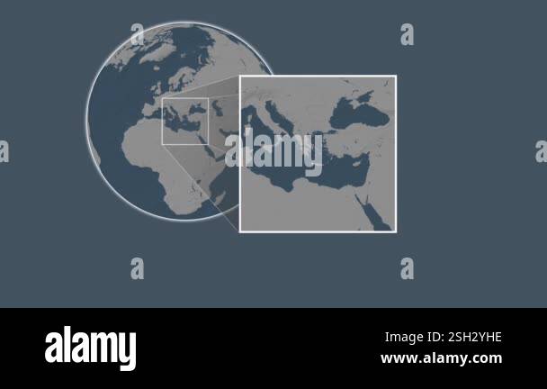 Antiparos Island. Presentation of the location on a steel colored ...