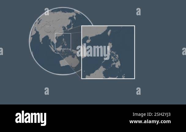 Ambil Island. Presentation of the location on a steel colored elevation ...