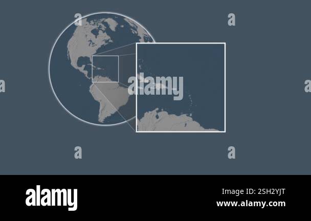 Anegada Island. Presentation of the location on a steel colored ...