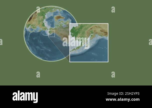 Afognak Island. Presentation of the location on a colored elevation map ...