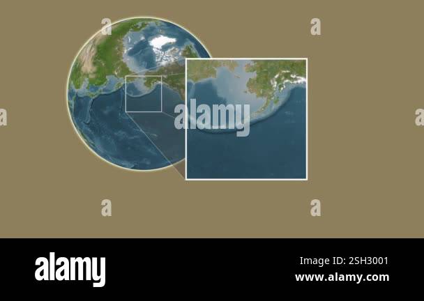Akutan Island. Presentation of the location on a satellite map using a ...