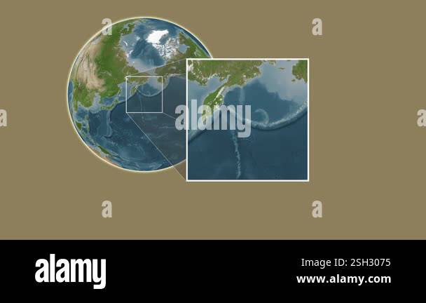Attu Island. Presentation of the location on a satellite map using a ...