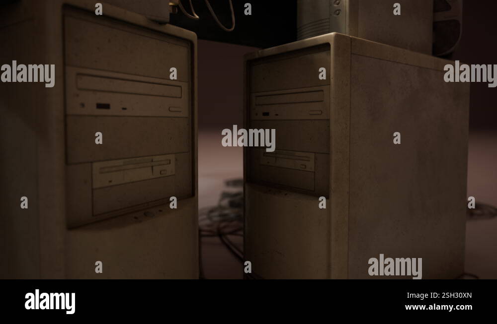 Old computers from the 80s in an abandoned computing center Stock Video ...