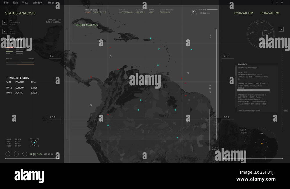 Air Detection Control Software Interface Conducts High Tech Analysis Of Aircraft Stock Video