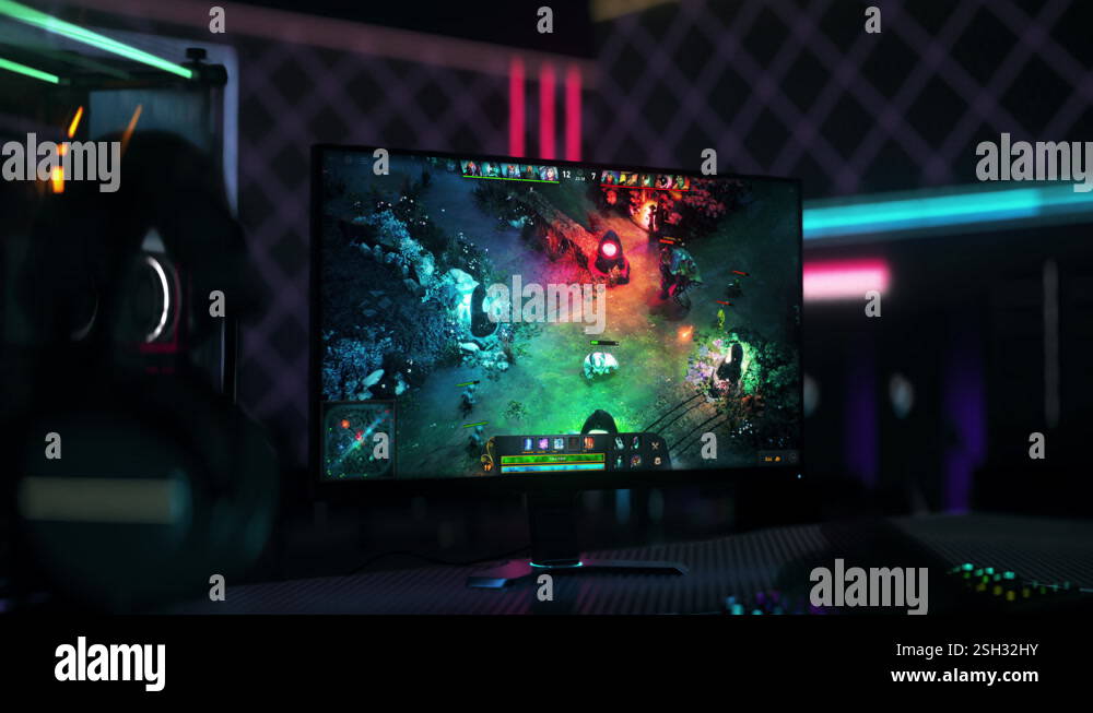 Modern Strategy Video Game On Computer Screen In Esports Tournament ...