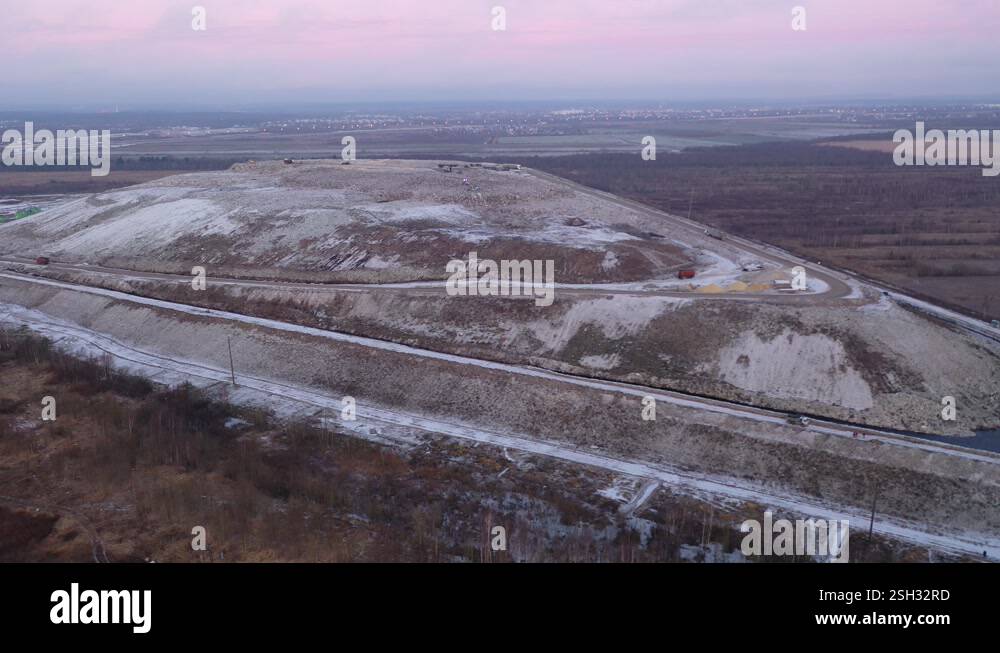 Aerial drone video of waste dump near the Gatchina, ecological problem ...