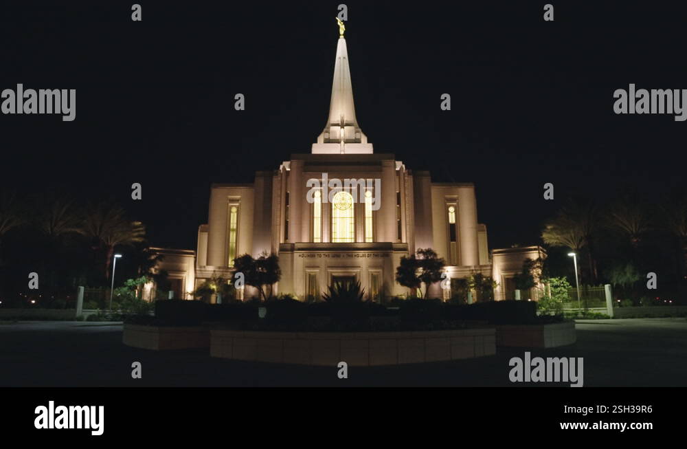 LDS Church Mormon Temple at Night in Gilbert, Arizona | Front View ...