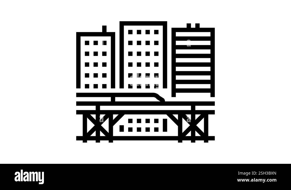 metro tram electric train transport station line icon animation Stock ...
