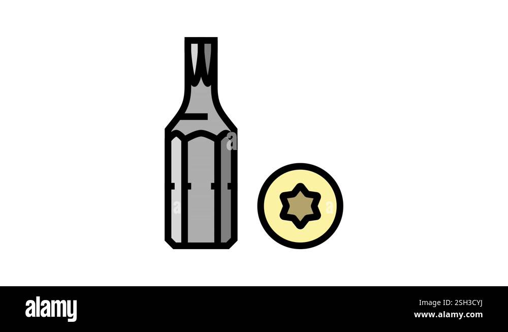 torx drive screwdriver bit color icon animation Stock Video Footage - Alamy