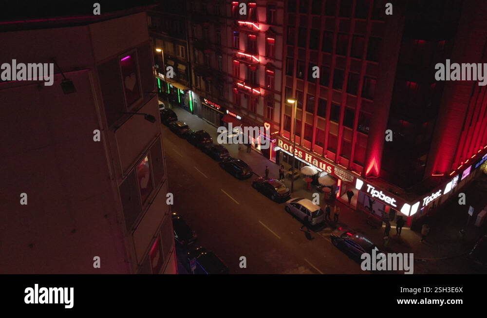 Drone films Taunusstrasse in Frankfurt, in the red light district Stock ...