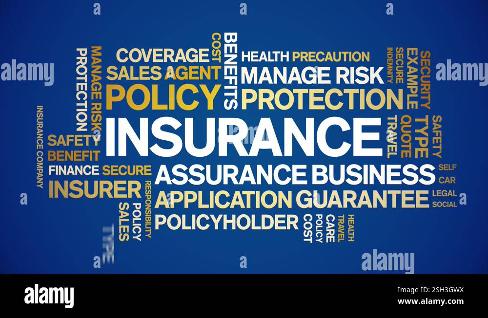 insurance animated word cloud,animation tag kinetic typography seamless ...