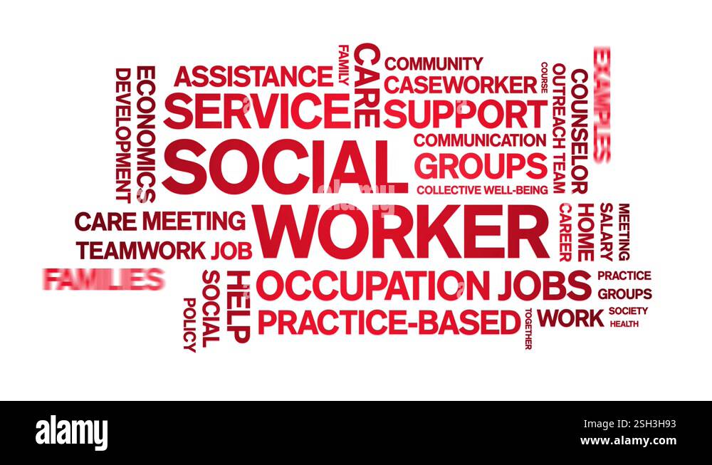 Social Worker animated word cloud,animation kinetic typography seamless ...