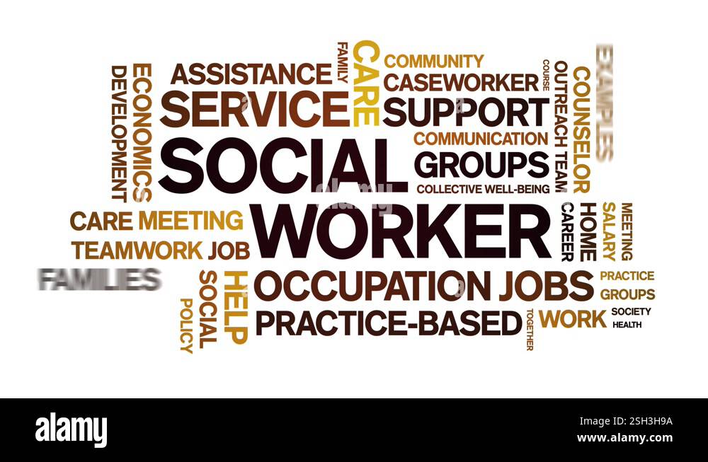 Social Worker animated word cloud,animation kinetic typography seamless ...