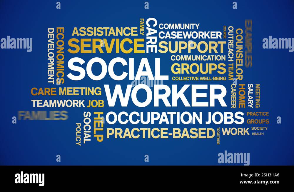 Social Worker animated word cloud,animation kinetic typography seamless ...