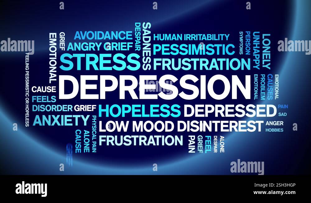 Depression animated word cloud,animation tag kinetic typography ...