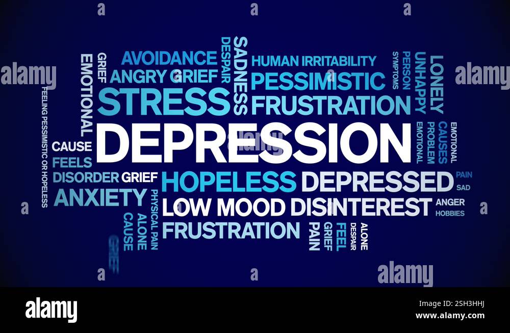 Depression animated word cloud,animation tag kinetic typography ...