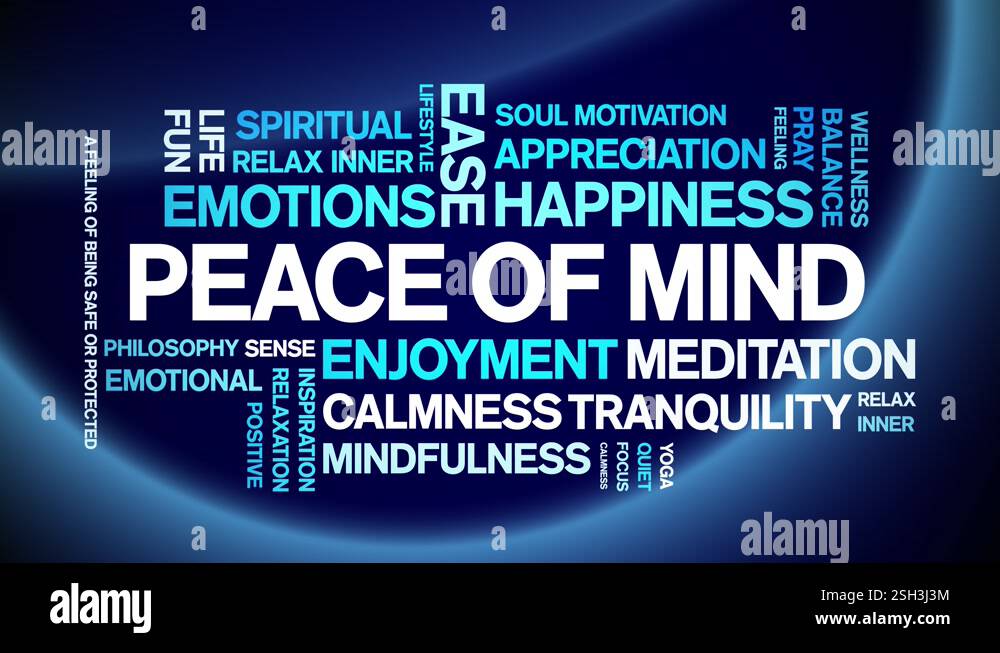 Peace of Mind animated word cloud,animation kinetic typography seamless ...
