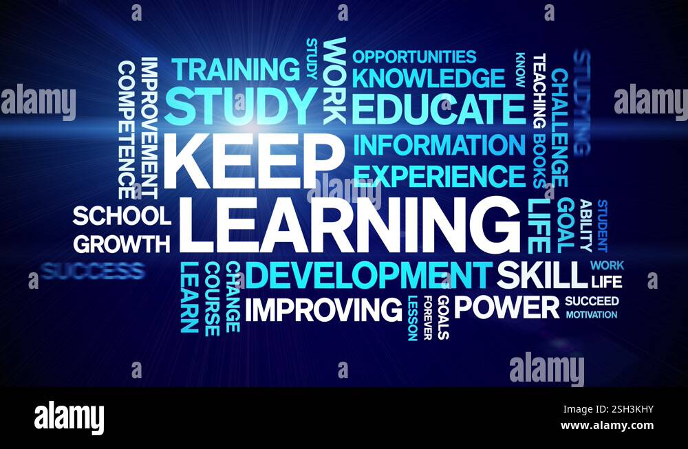 Keep Learning animated word cloud,animation kinetic typography seamless ...