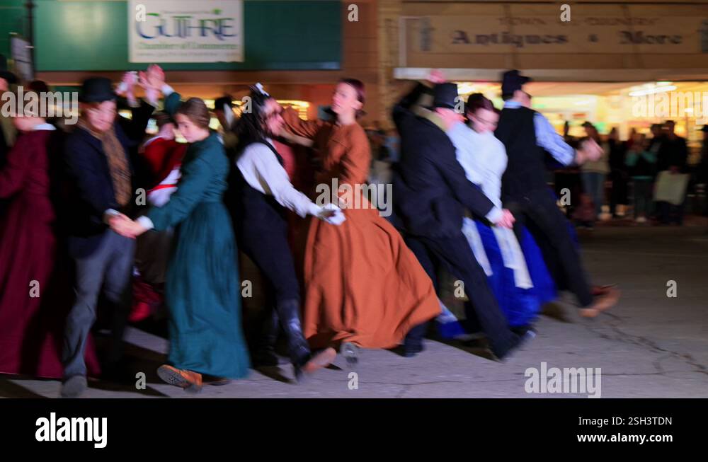 Night view of the famous Guthrie Victorian walk Stock Video Footage - Alamy
