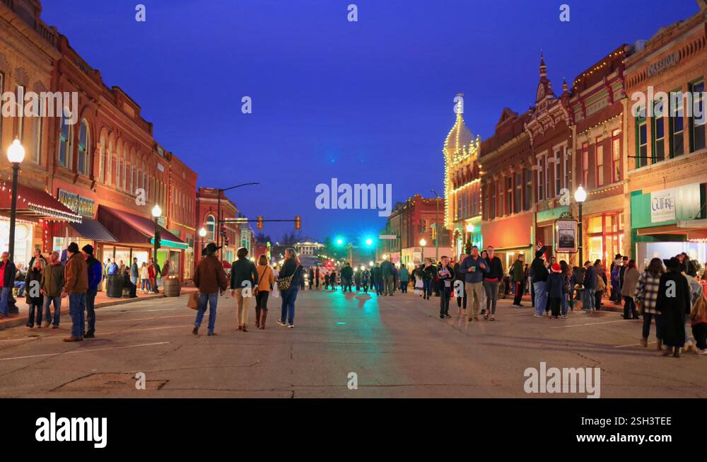 Night view of the famous Guthrie Victorian walk Stock Video Footage - Alamy