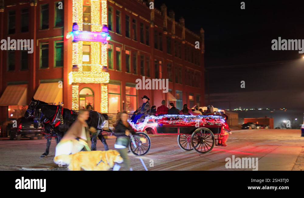 Night view of the horse carriage ride in the famous Guthrie Victorian ...