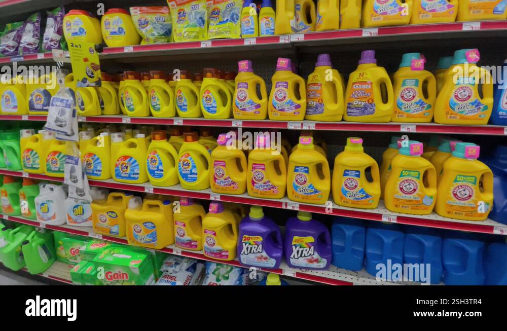 Family Dollar retail store laundry detergent section and prices pan ...