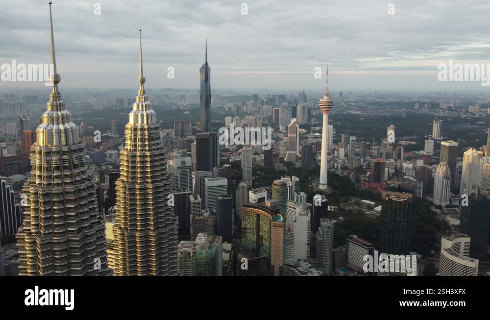 Kuala Lumpur Aerial - Petronas Towers Closeup Updated Skyline Post ...